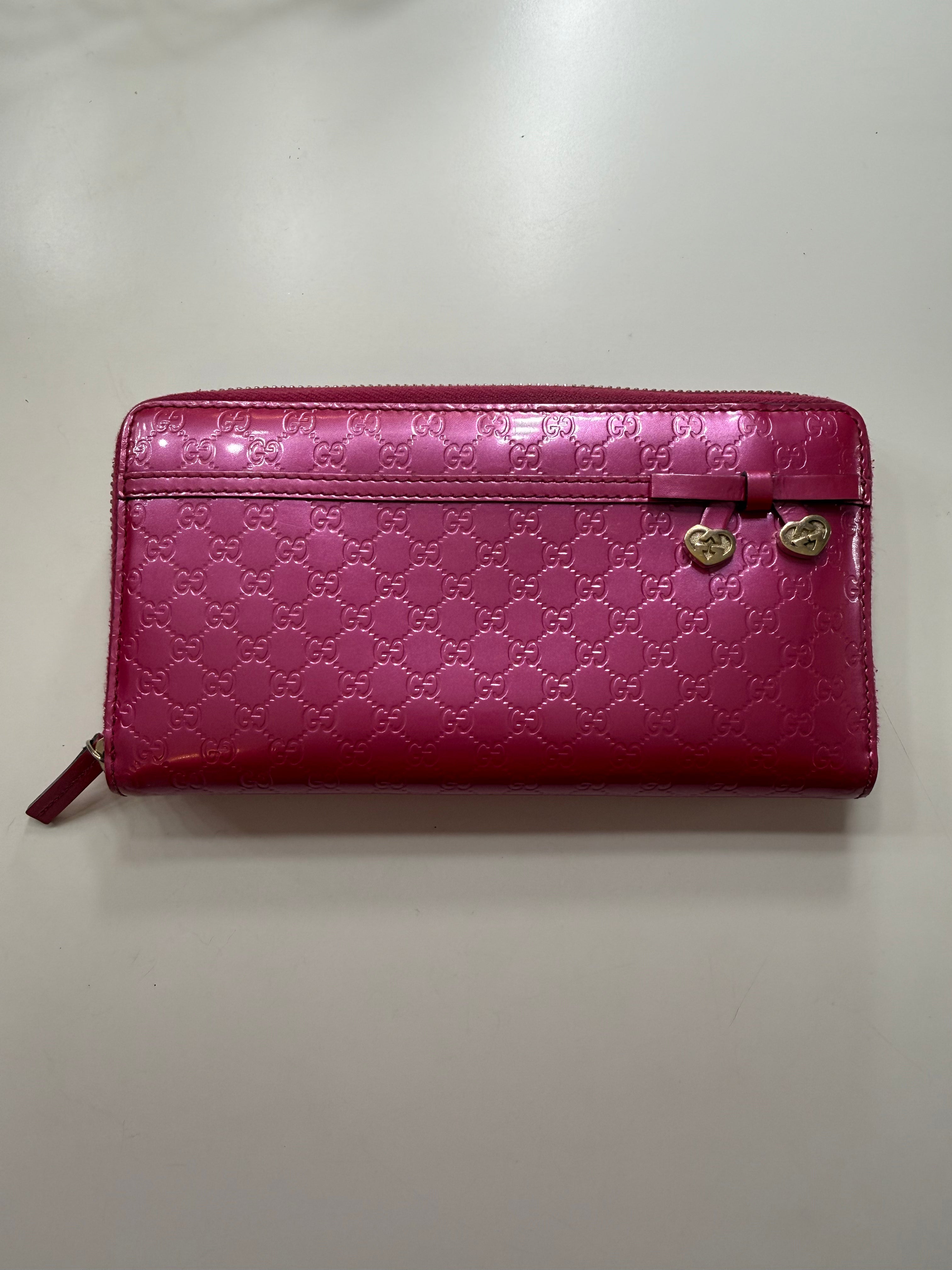 Pink Gucci Zip Wallet Micro Guccissima Patent Leather – Mine Allure Couture